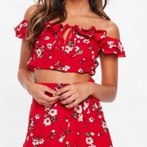 Missguided | Dresses | Misguided Red Floral Set | Poshmark